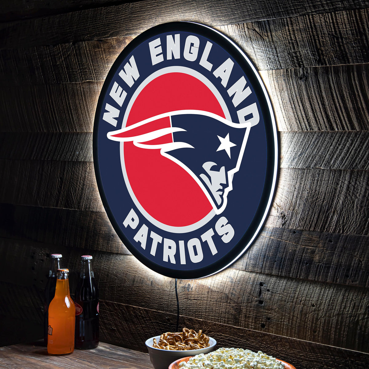 LED Wall Decor, Round, New England Patriots – Team Sports America