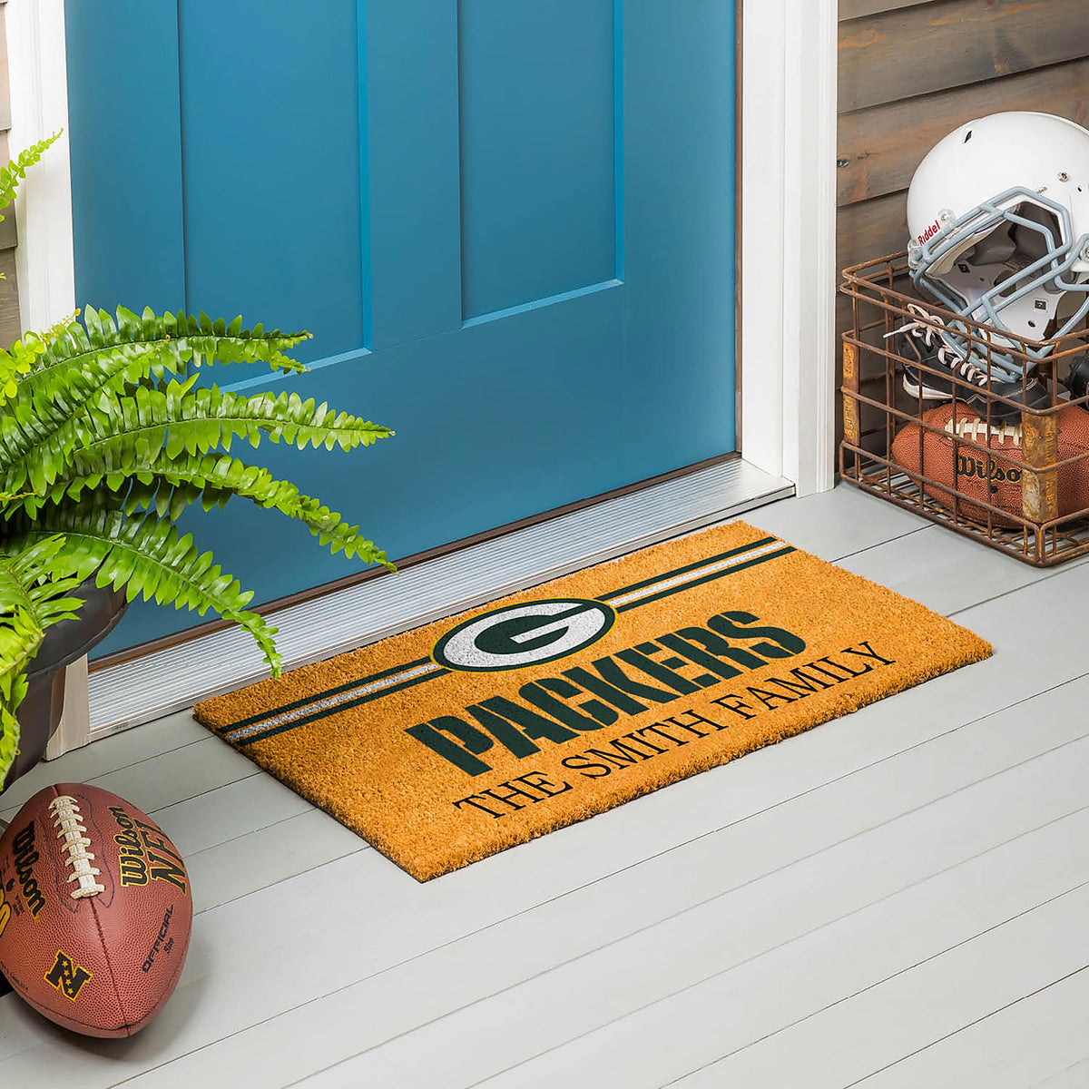 Green Bay Packers Personalized Mat, Natural Coir with Color Logo, 30 ...