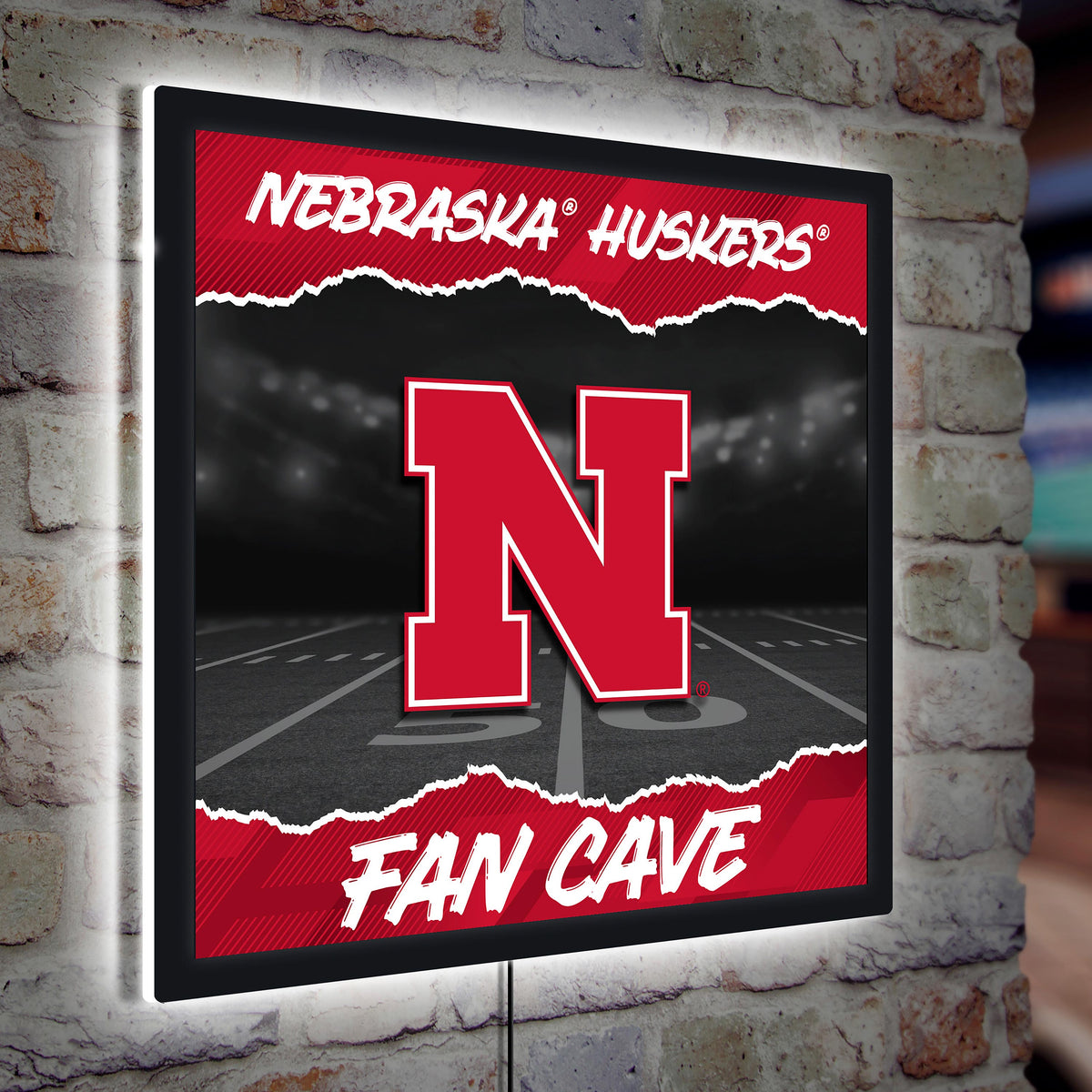 University of Nebraska 23"H x 23"L LED Wall Decor, Edgelite, Square ...