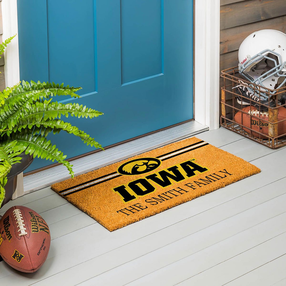 University of Iowa Personalized Mat, Natural Coir with Color Logo, 30 ...