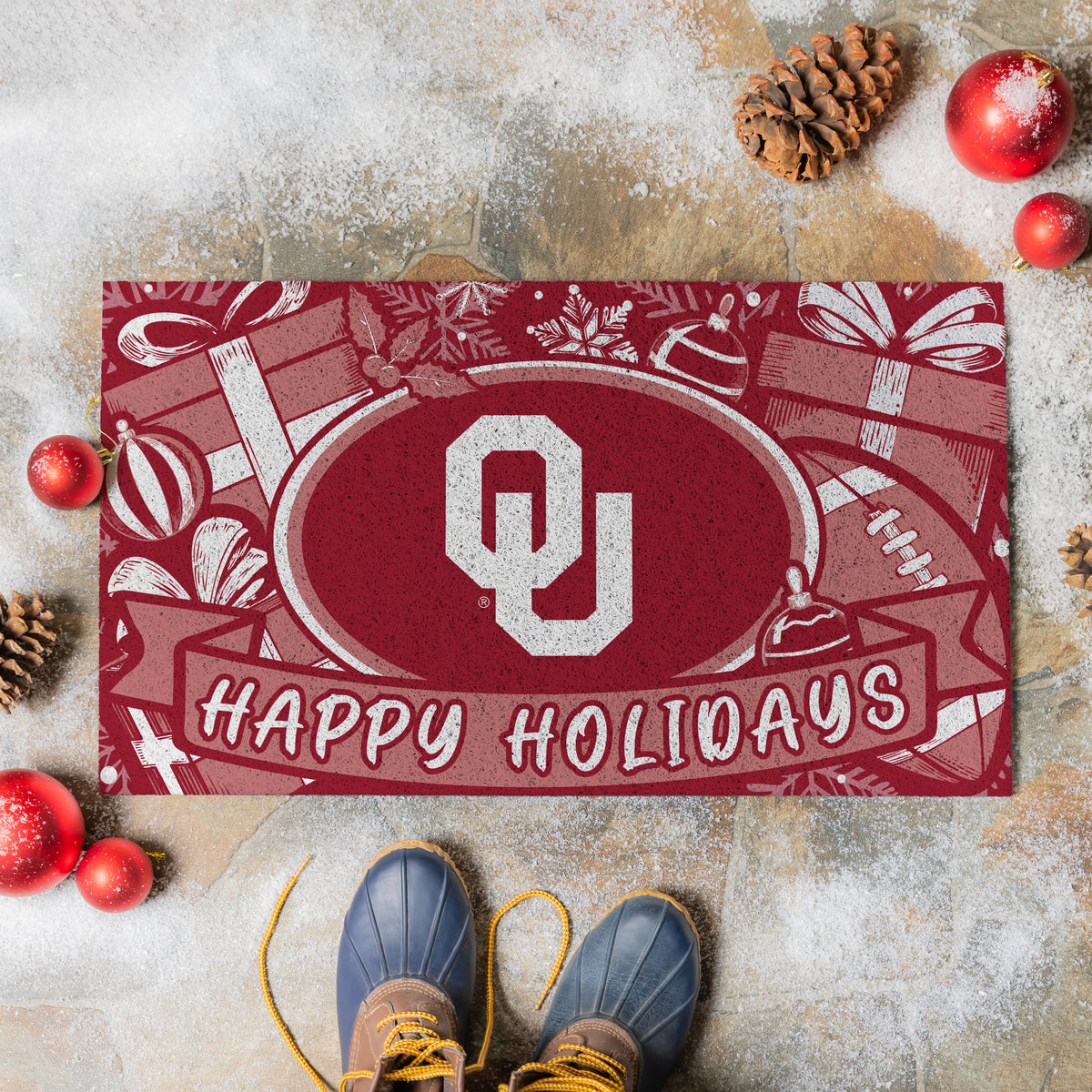 University of Oklahoma Holiday PVC Mat, 28"x16" – Team Sports America