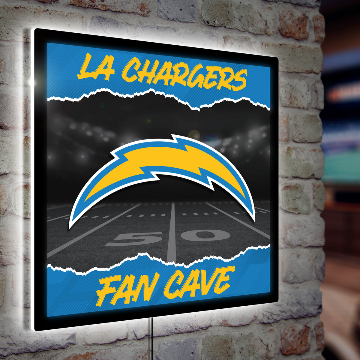 Los Angeles Chargers 23"H x 23"L LED Wall Decor, Edgelite, Square ...