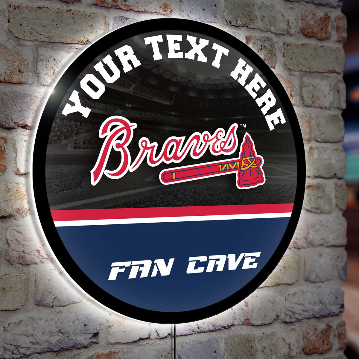Atlanta Braves MLB Baseball Large Round Edgelite LED Decor, Personaliz ...