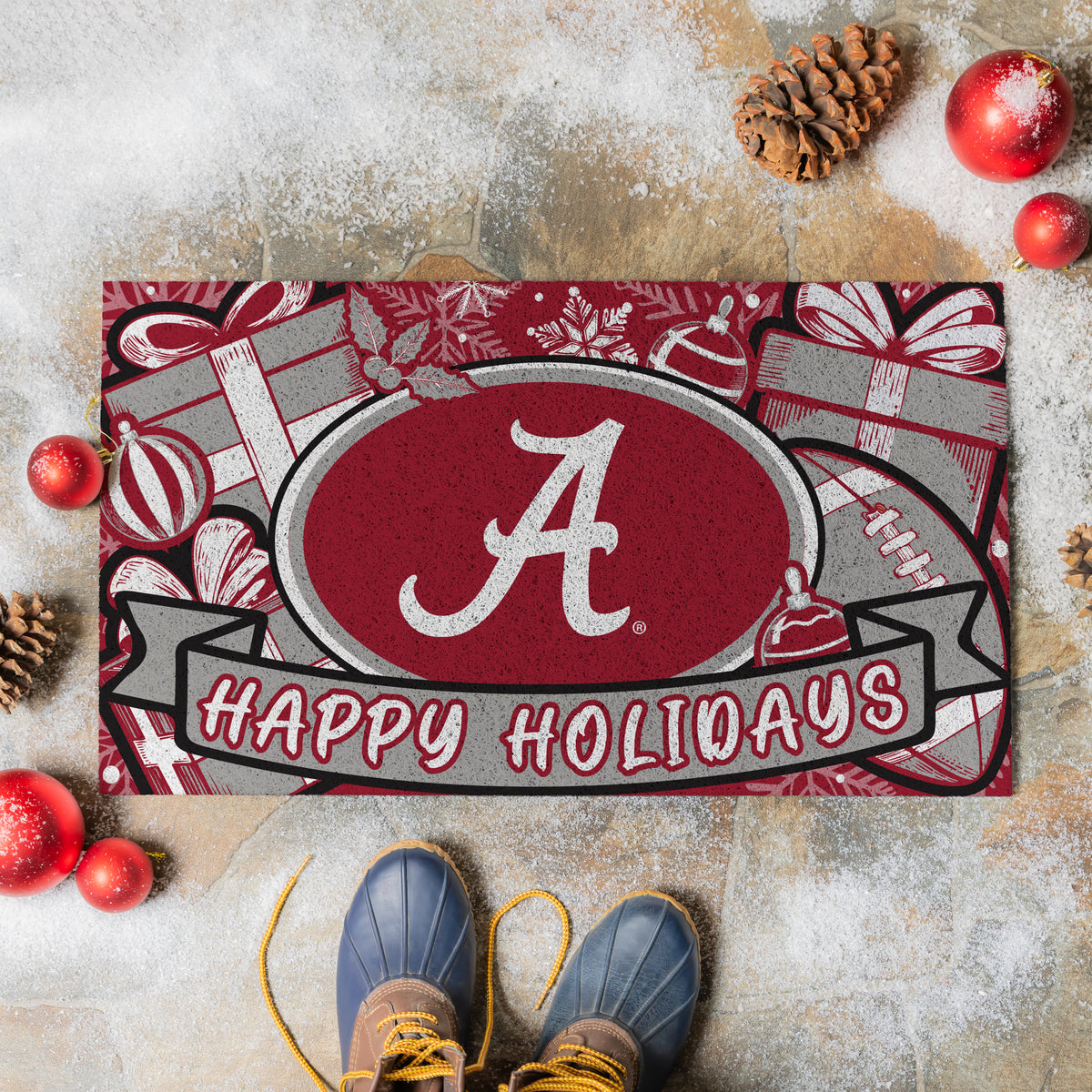 University of Alabama Holiday PVC Mat, 28"x16" – Team Sports America
