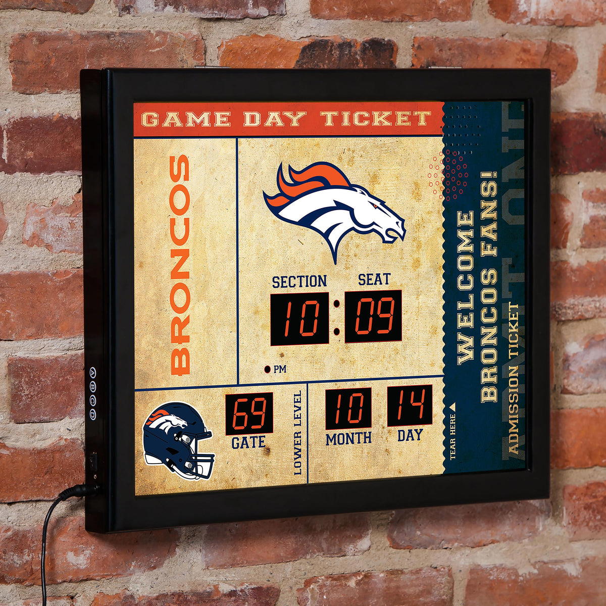 Scoreboard Wall Clock, Denver Broncos – Team Sports America