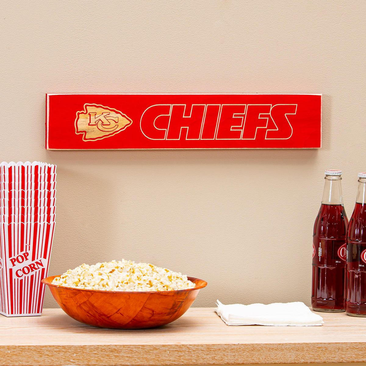 Kansas City Chiefs Engraved Wood Sign, 3.5" x 18" – Team Sports America