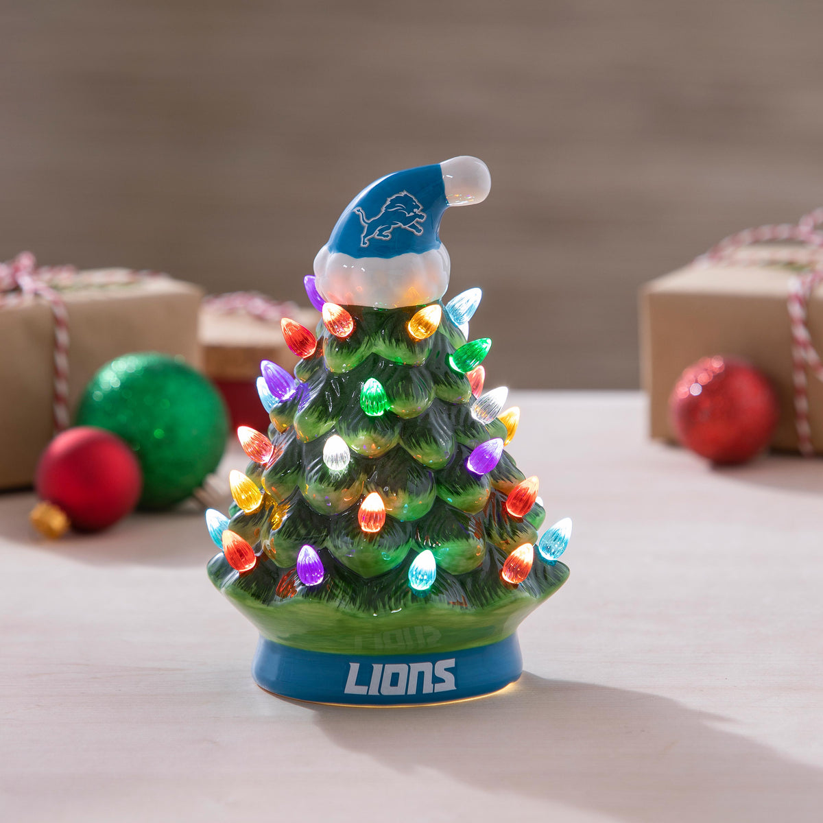 8" LED Ceramic Christmas Tree, Detroit Lions – Team Sports America