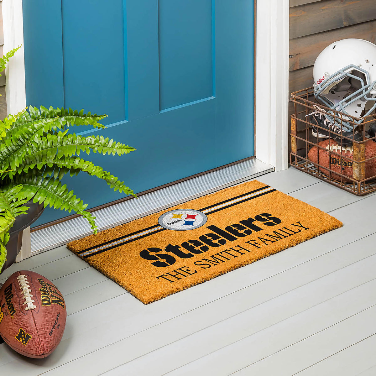 Pittsburgh Steelers Personalized Mat, Natural Coir with Color Logo, 30 ...