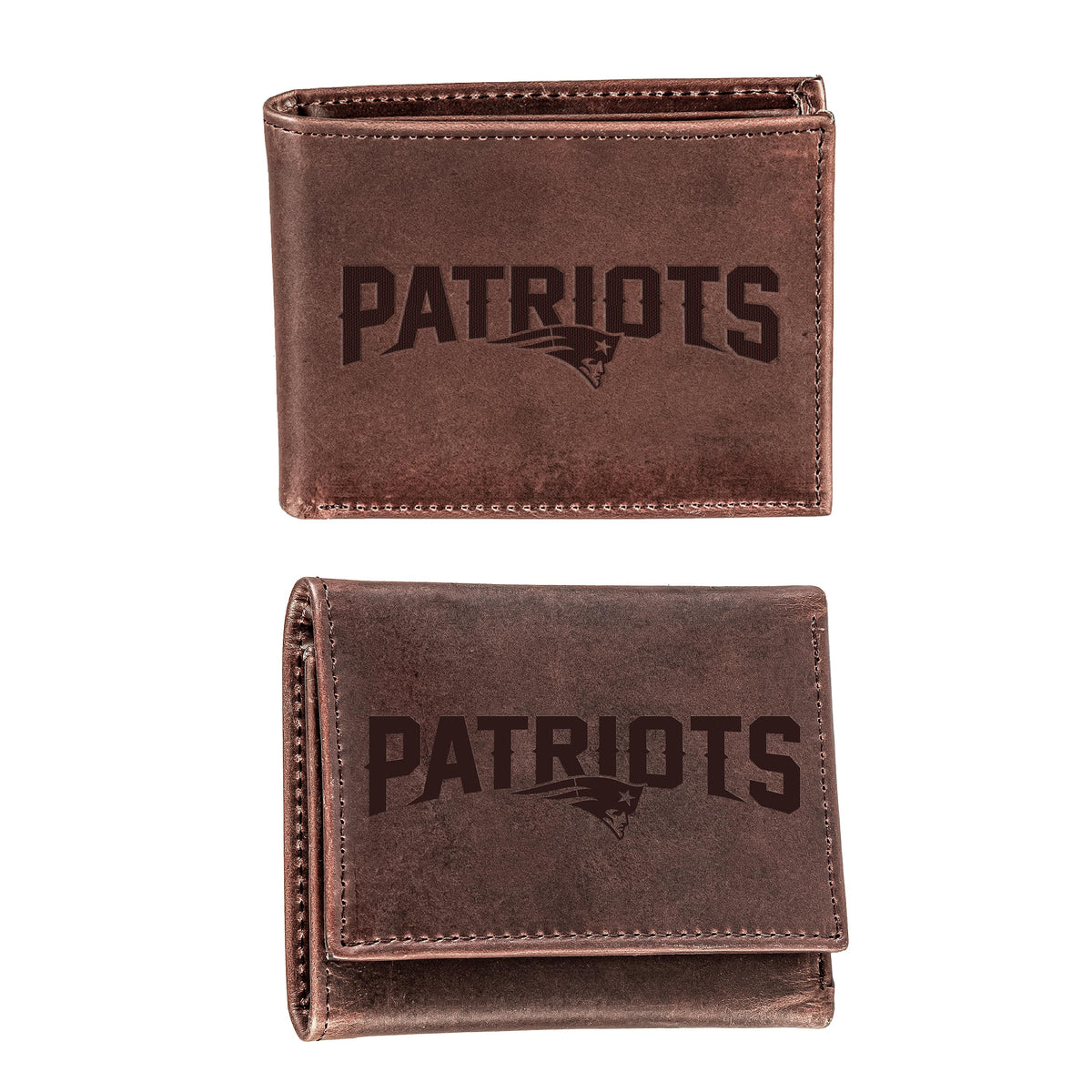 New England Patriots, Bi-Fold and Tri-Fold Wallet Gift Set, Brown ...