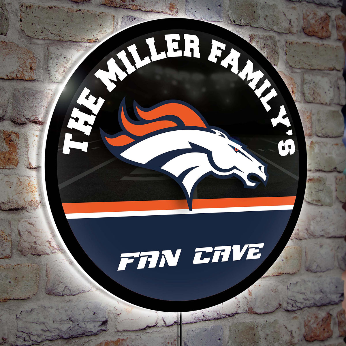 Denver Broncos NFL Football Large Round Edgelite LED Decor, Personaliz ...
