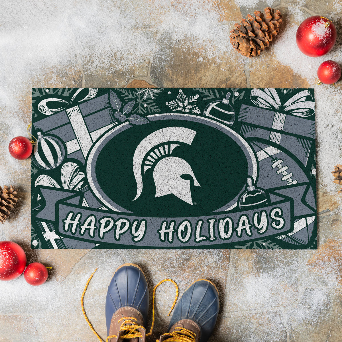 Michigan State University Holiday PVC Mat, 28"x16" – Team Sports America