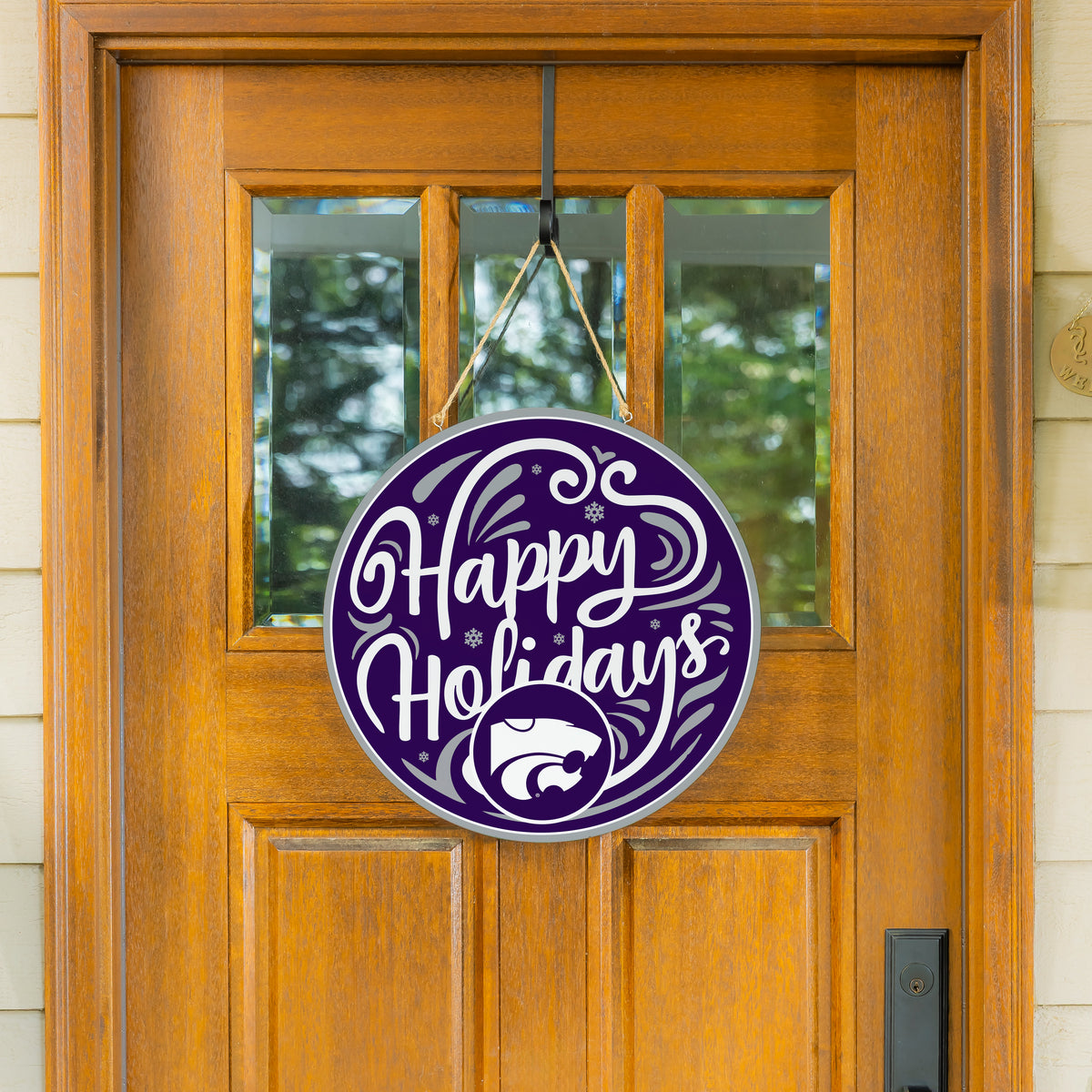 Kansas State University Holiday Round Door Décor with Hanging Rope, 18 ...