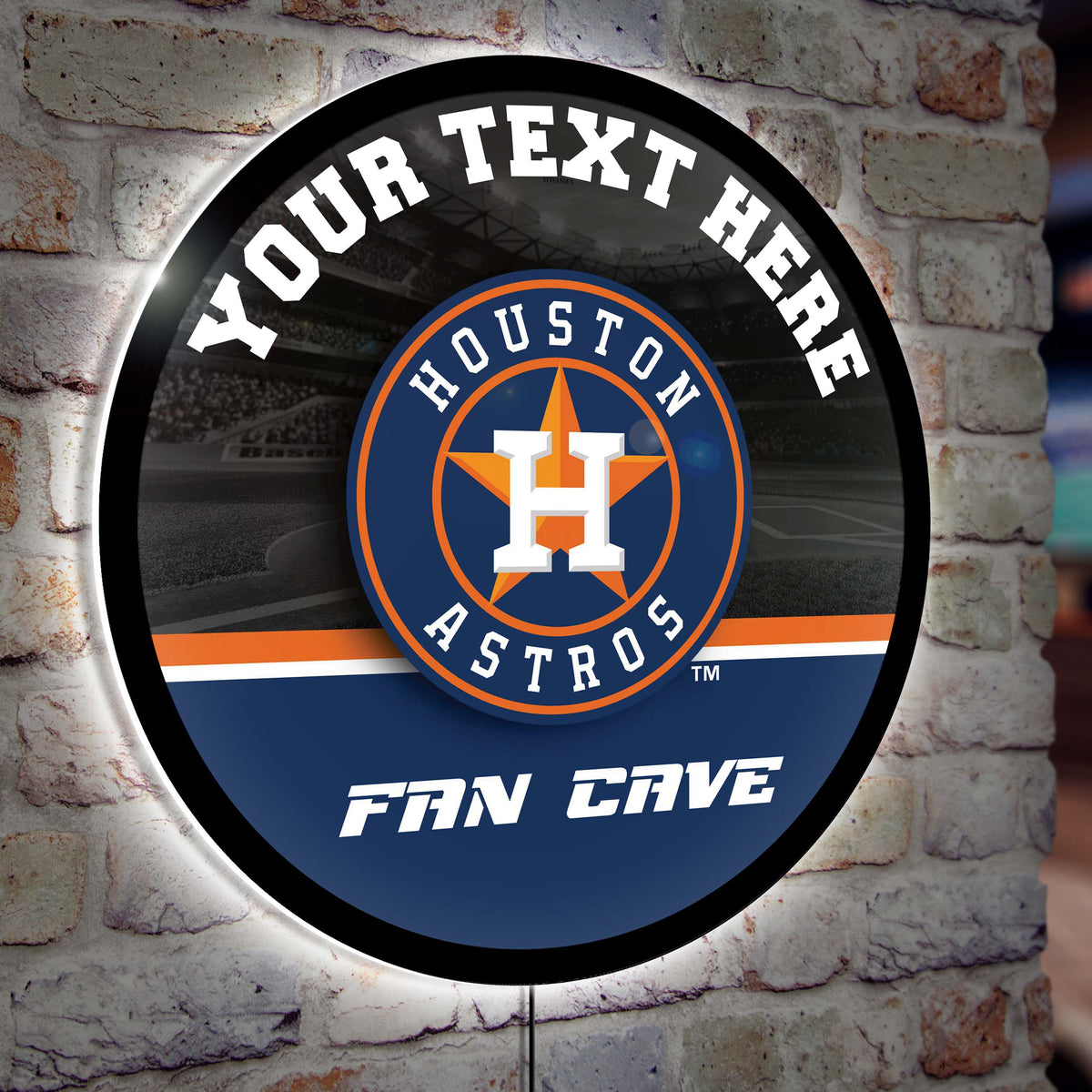 Houston Astros MLB Baseball Large Round Edgelite LED Decor, Personaliz ...