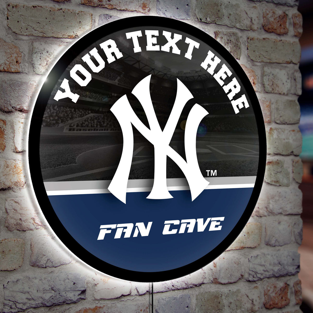 New York Yankees MLB Baseball Large Round Edgelite LED Decor, Personal ...