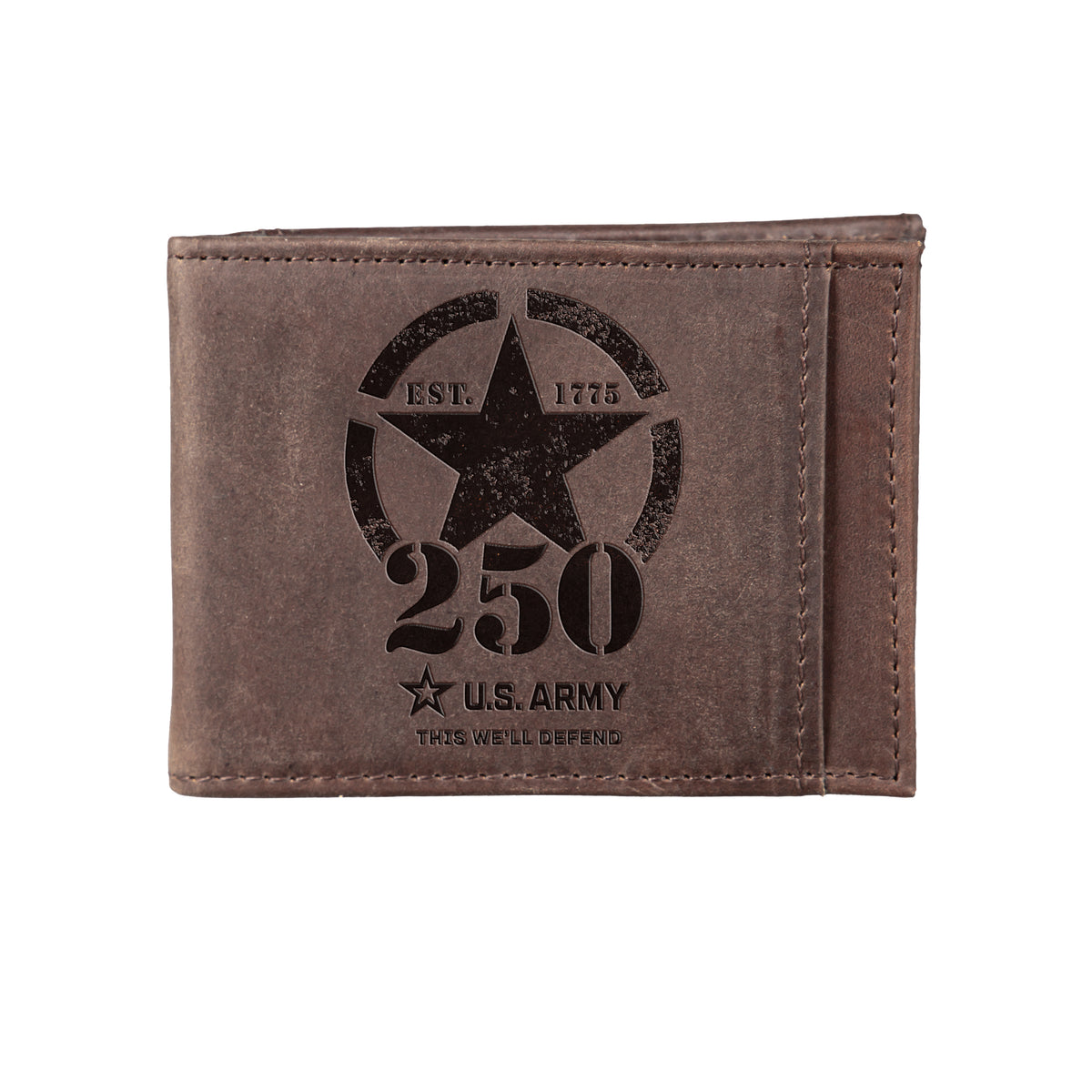 Front Pocket Wallet w/ RFID Blocking, US Army, 250th Anniversary, Brow ...