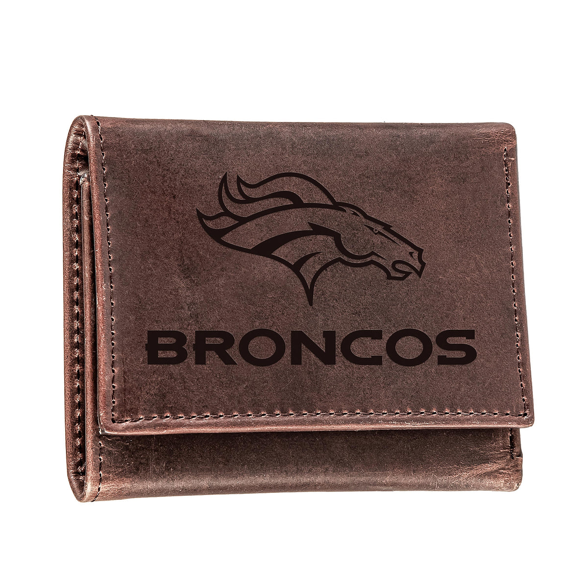 Denver Broncos, Tri-Fold Wallet, Brown, CH, 100% Genuine Leather – Team ...