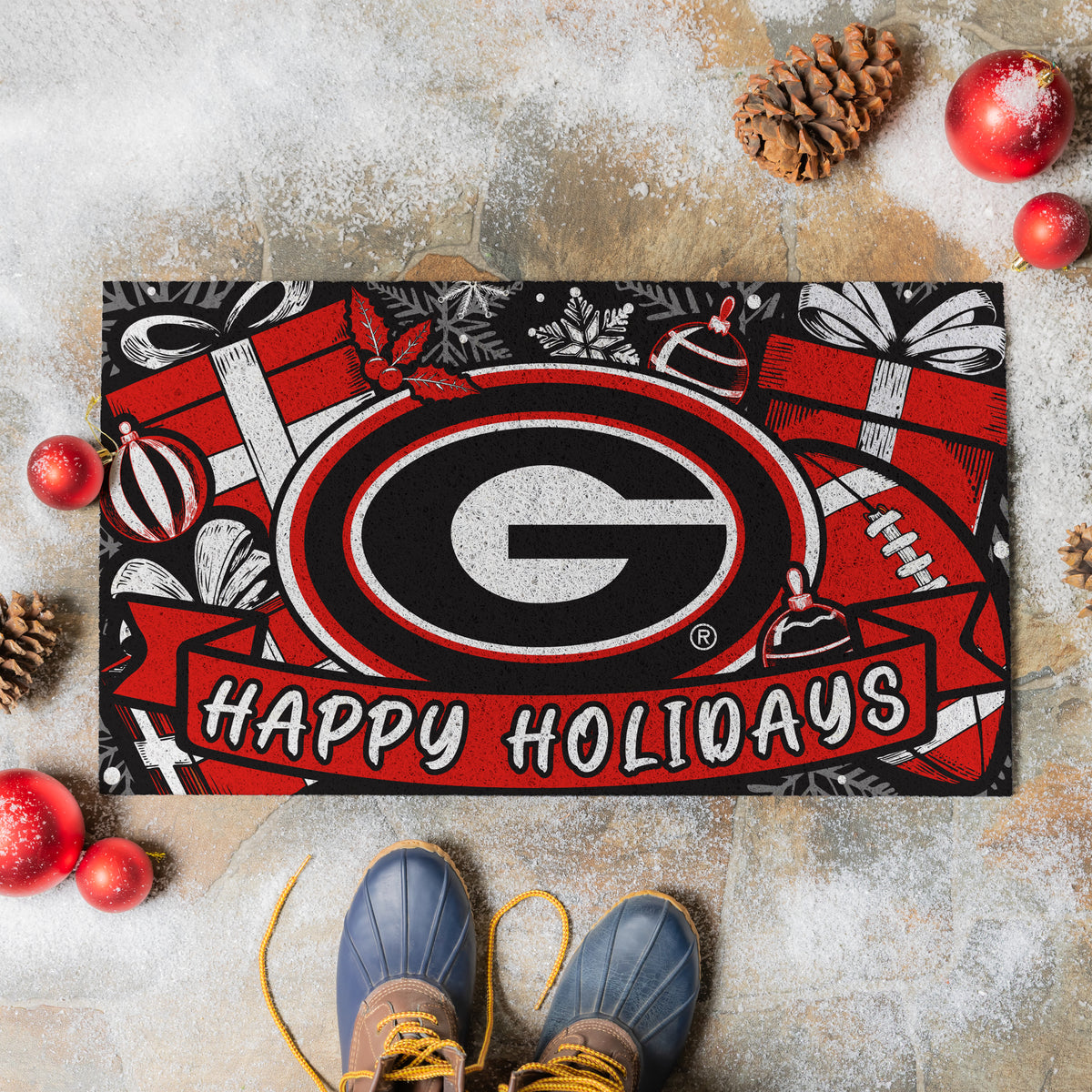 University of Georgia Holiday PVC Mat, 28"x16" – Team Sports America