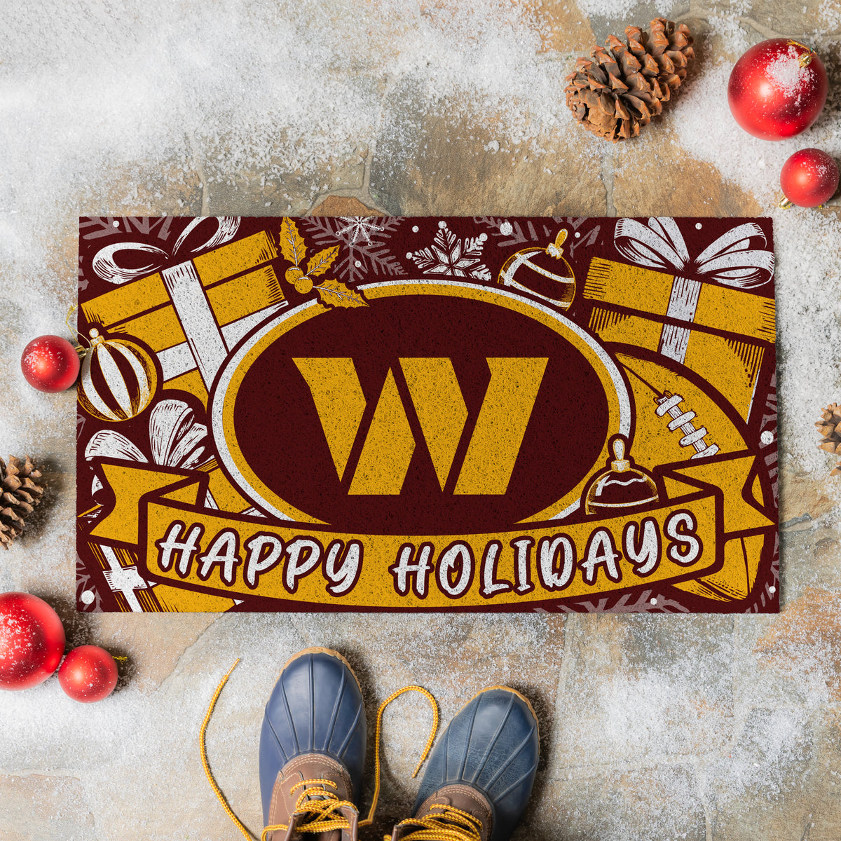 Washington Commanders Holiday PVC Mat, 28"x16" – Team Sports America
