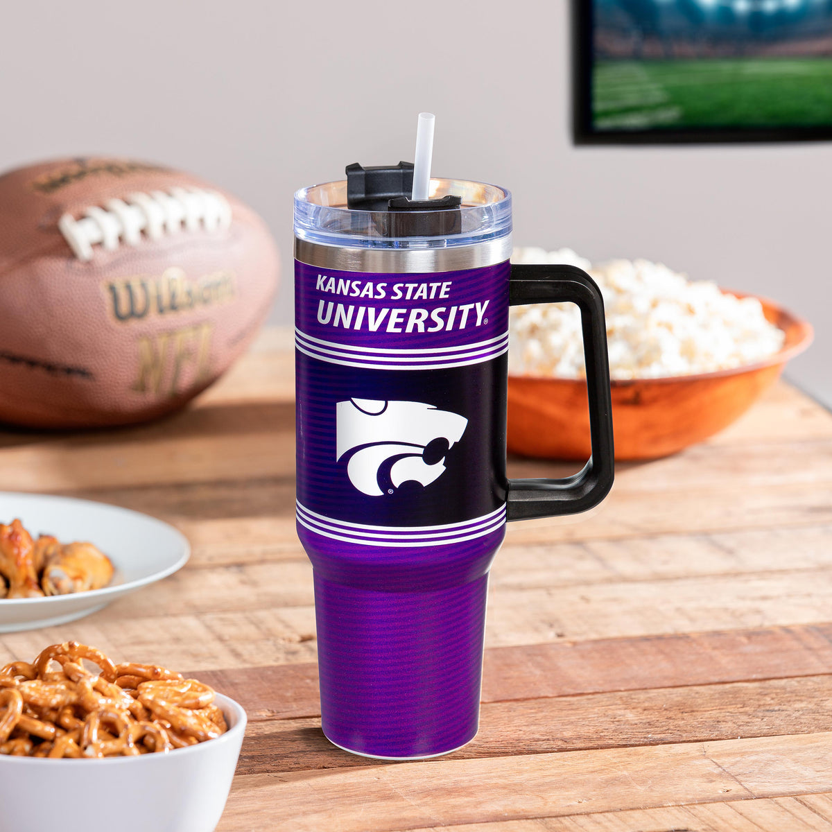 40oz Stainless Steel Canyon Cup w/ Straw, Kansas State University ...