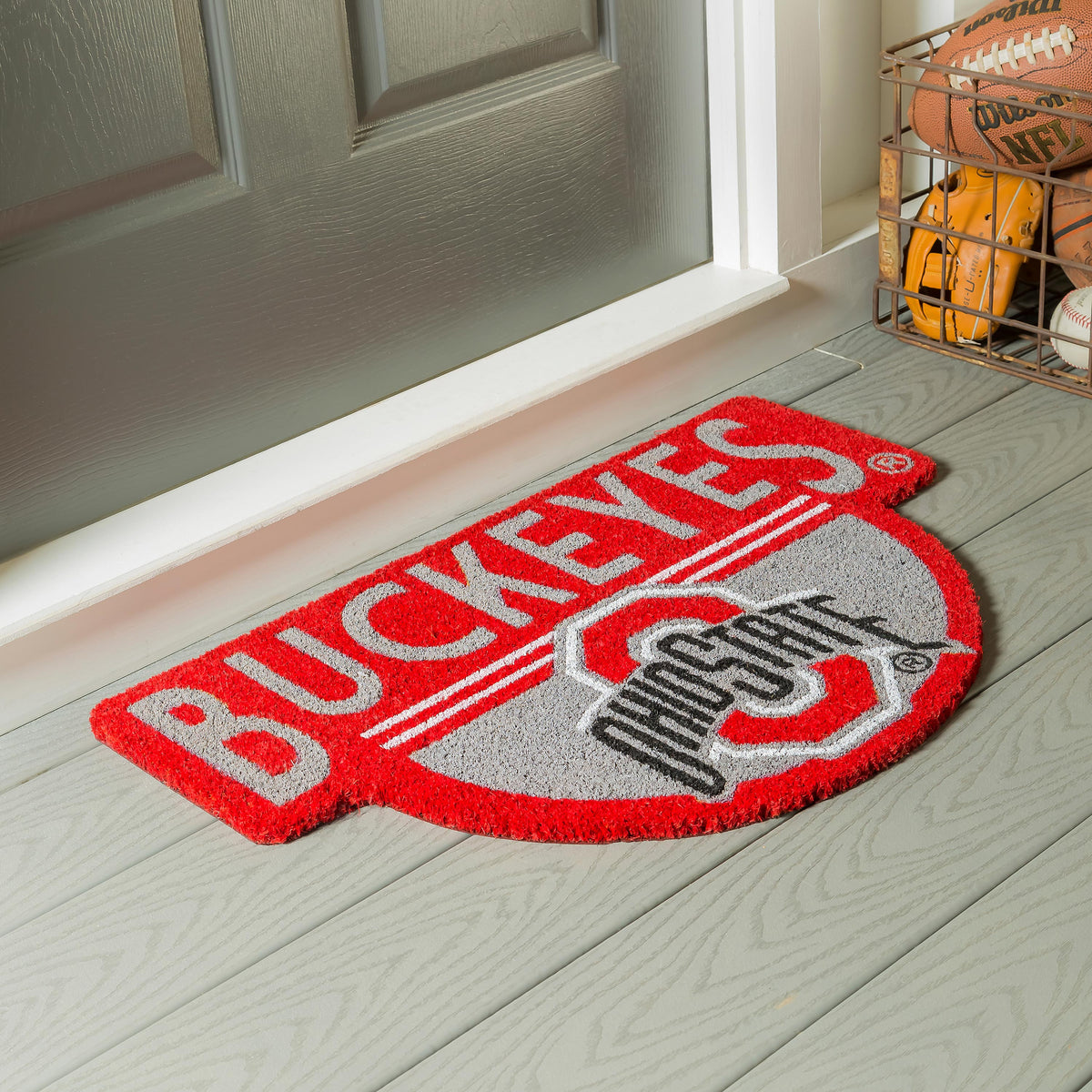 NCAA Team Shaped Coir Door Mat, Ohio State Buckeyes – Team Sports America