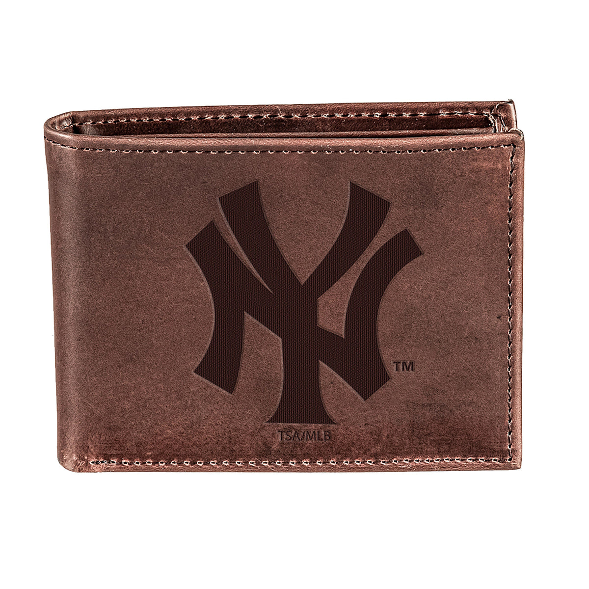 New York Yankees Bi-Fold Wallet Brown 100% Genuine Leather – Team ...