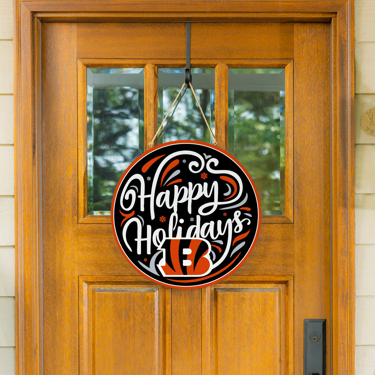 Cincinnati Bengals Holiday Round Door Décor with Hanging Rope, 18x18 ...
