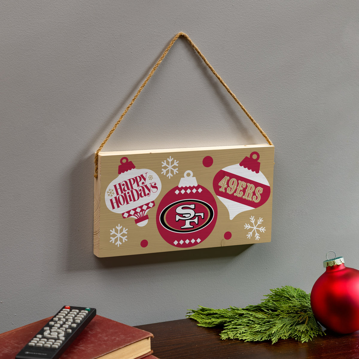 San Francisco 49ers Holiday Wood Wall Sign, 6x11 – Team Sports America