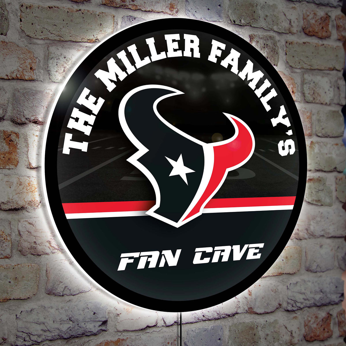 Houston Texans NFL Football Large Round Edgelite LED Decor, Personaliz ...