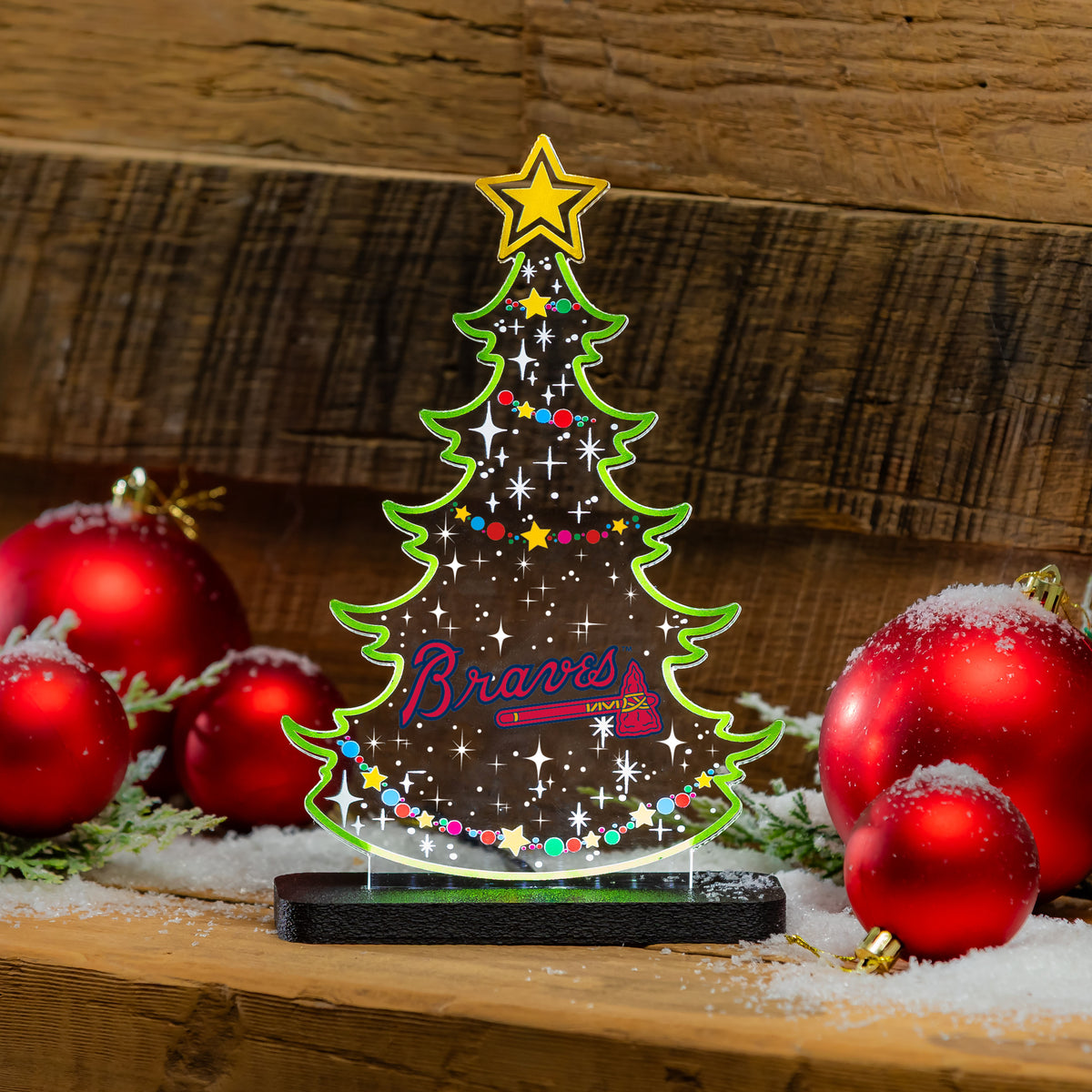 Atlanta Braves Baseball Holiday Tree Desklite LED Decor – Team Sports ...