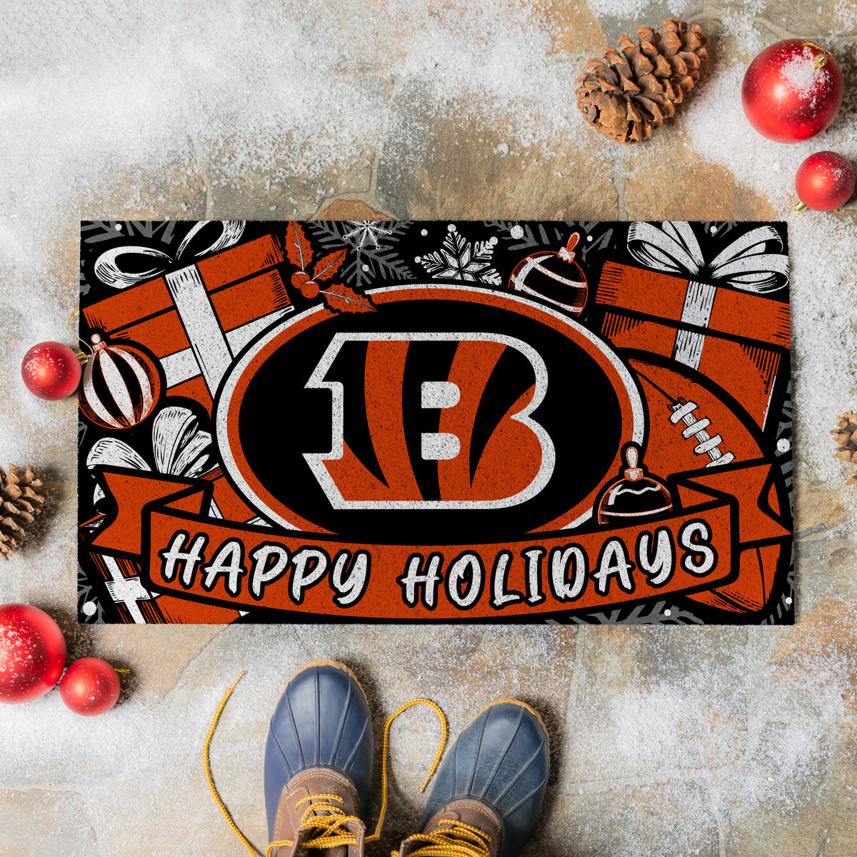 Cincinnati Bengals Holiday PVC Mat, 28"x16" – Team Sports America