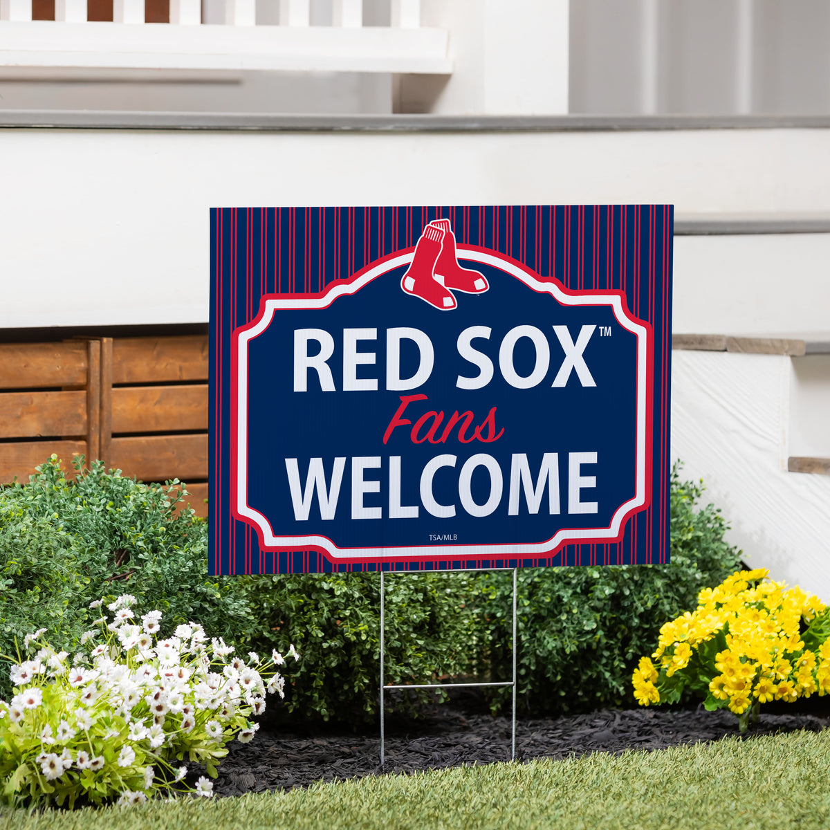 Boston Red Sox Coroplast Yard Sign, "Fans Welcome" – Team Sports America