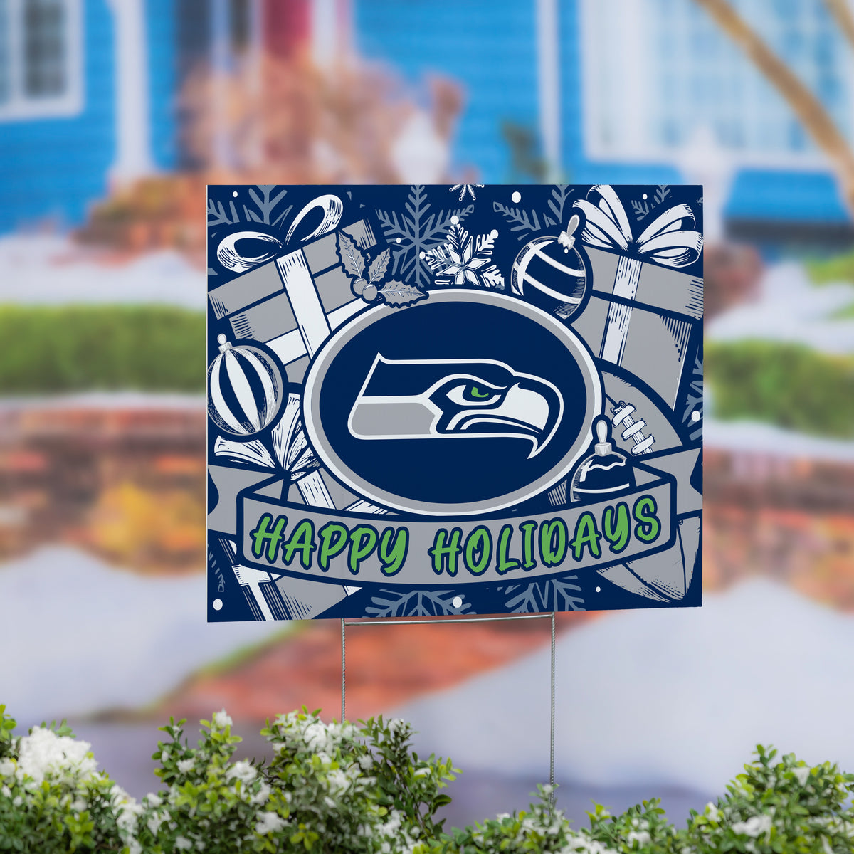 Seattle Seahawks Yard Sign, Holiday – Team Sports America
