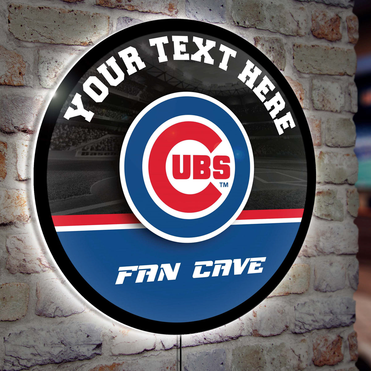 Chicago Cubs MLB Baseball Large Round Edgelite LED Decor, Personalized ...