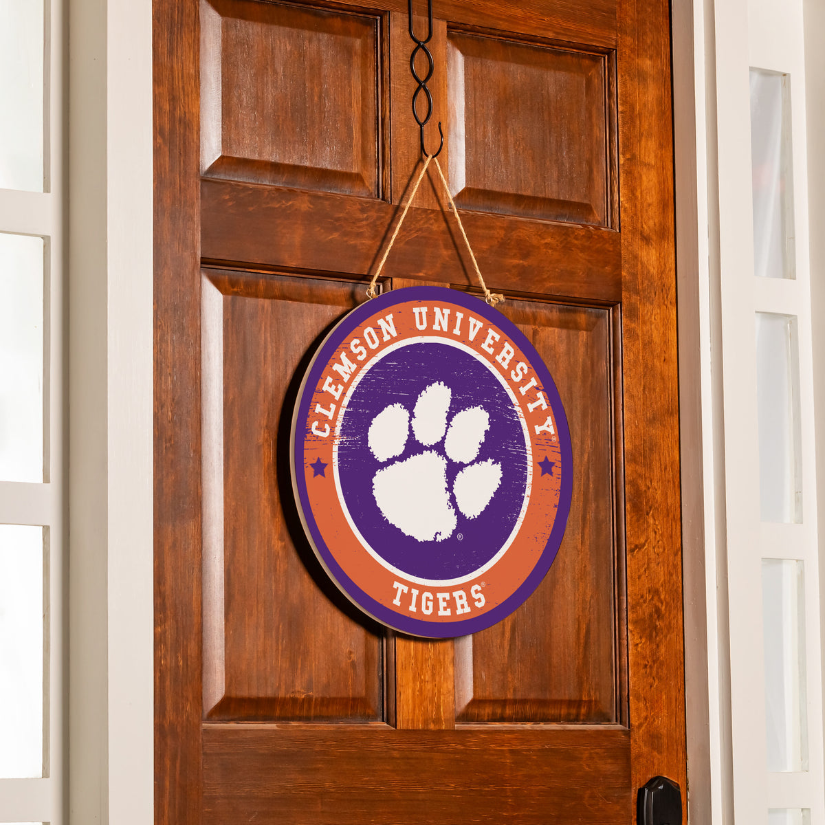 Clemson University Round Door Décor with Hanging Rope, 18x18 – Team ...
