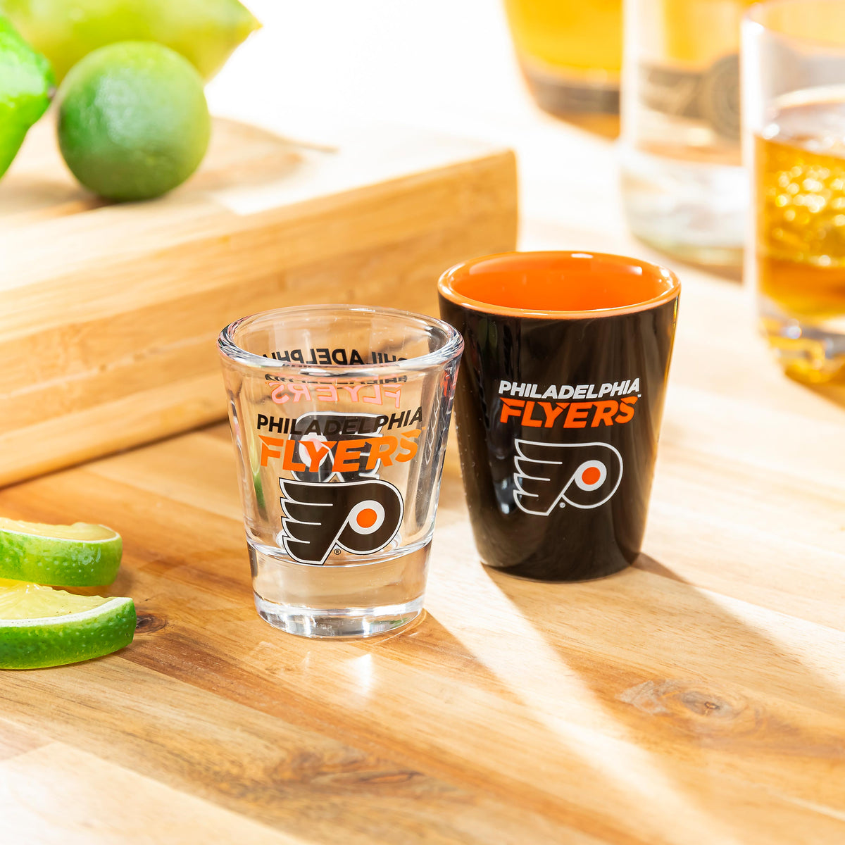 Philadelphia Flyers 4-Piece Ceramic and Glass 2oz. Shot Glass Set ...