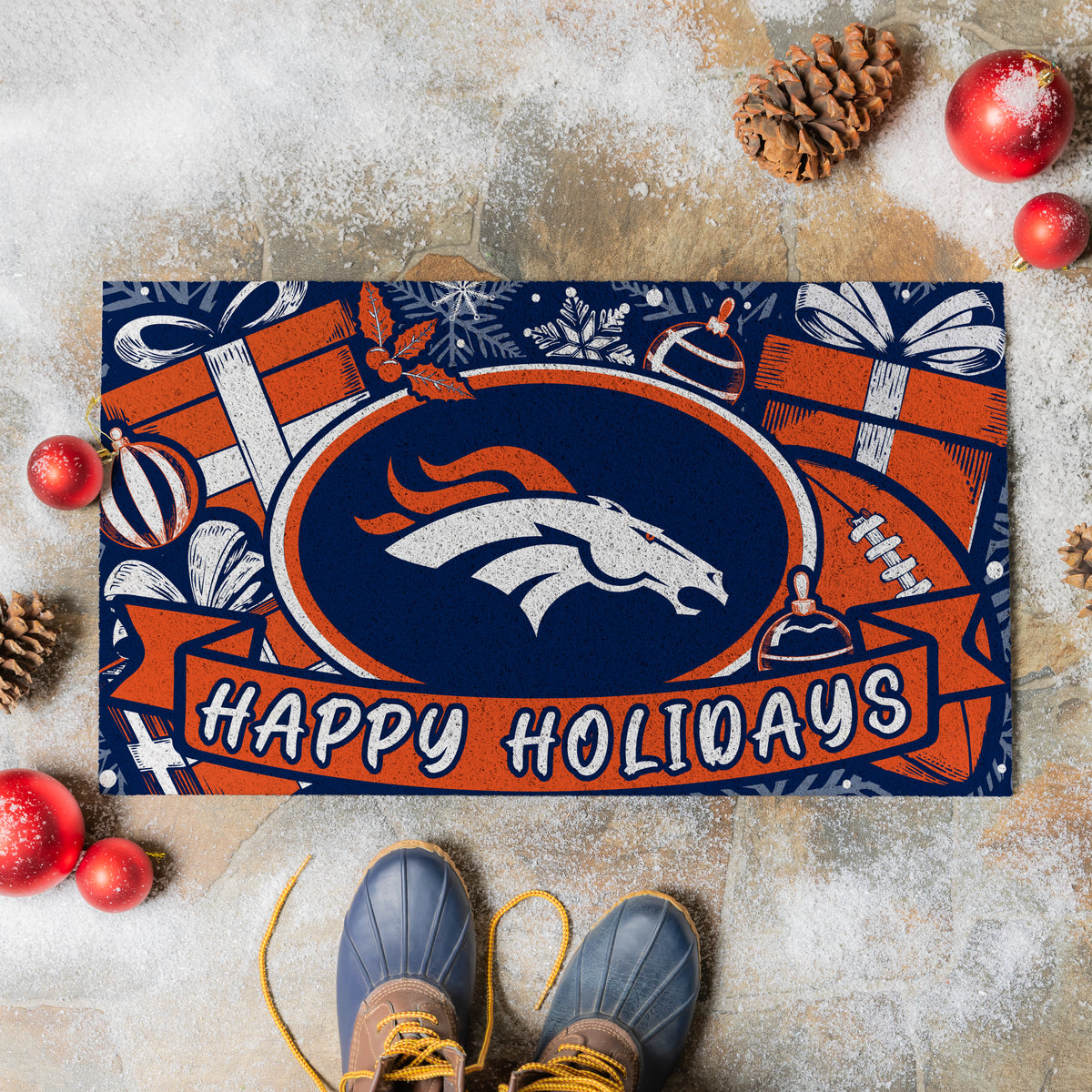 Denver Broncos Holiday PVC Mat, 28"x16" – Team Sports America