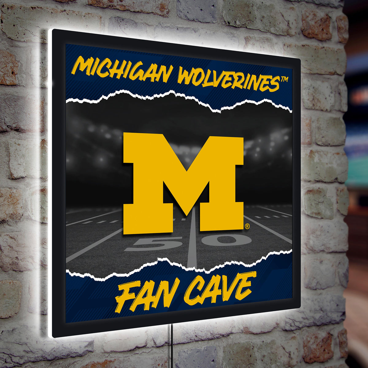 University Of Michigan 23"H x 23"L LED Wall Decor, Edgelite, Square ...