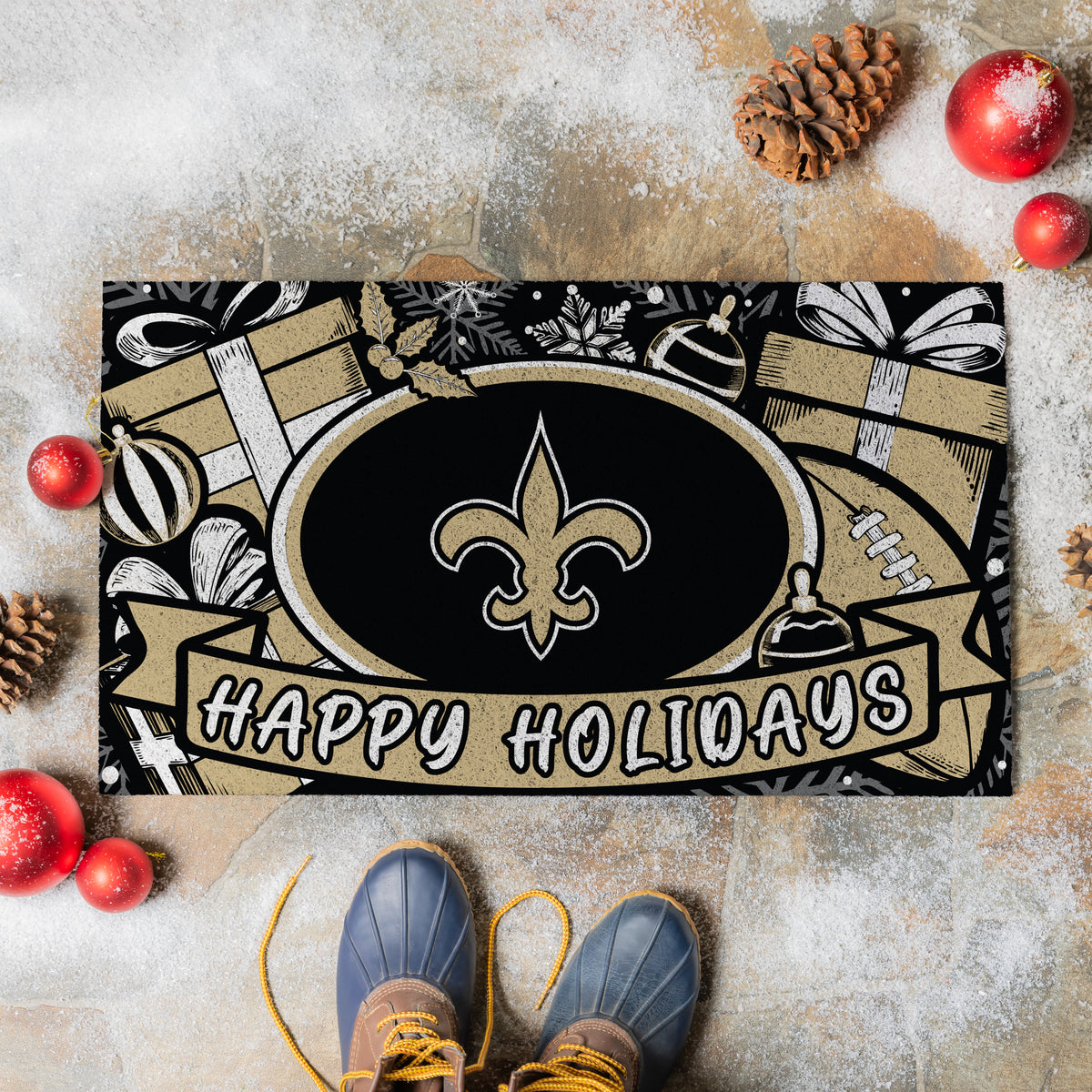 New Orleans Saints Holiday PVC Mat, 28"x16" – Team Sports America