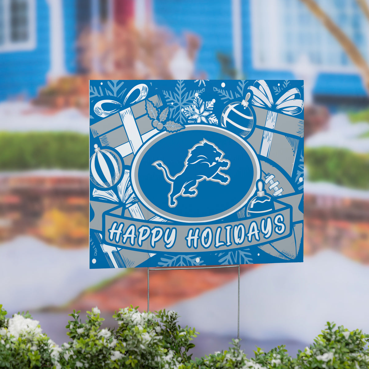 Detroit Lions Yard Sign, Holiday – Team Sports America